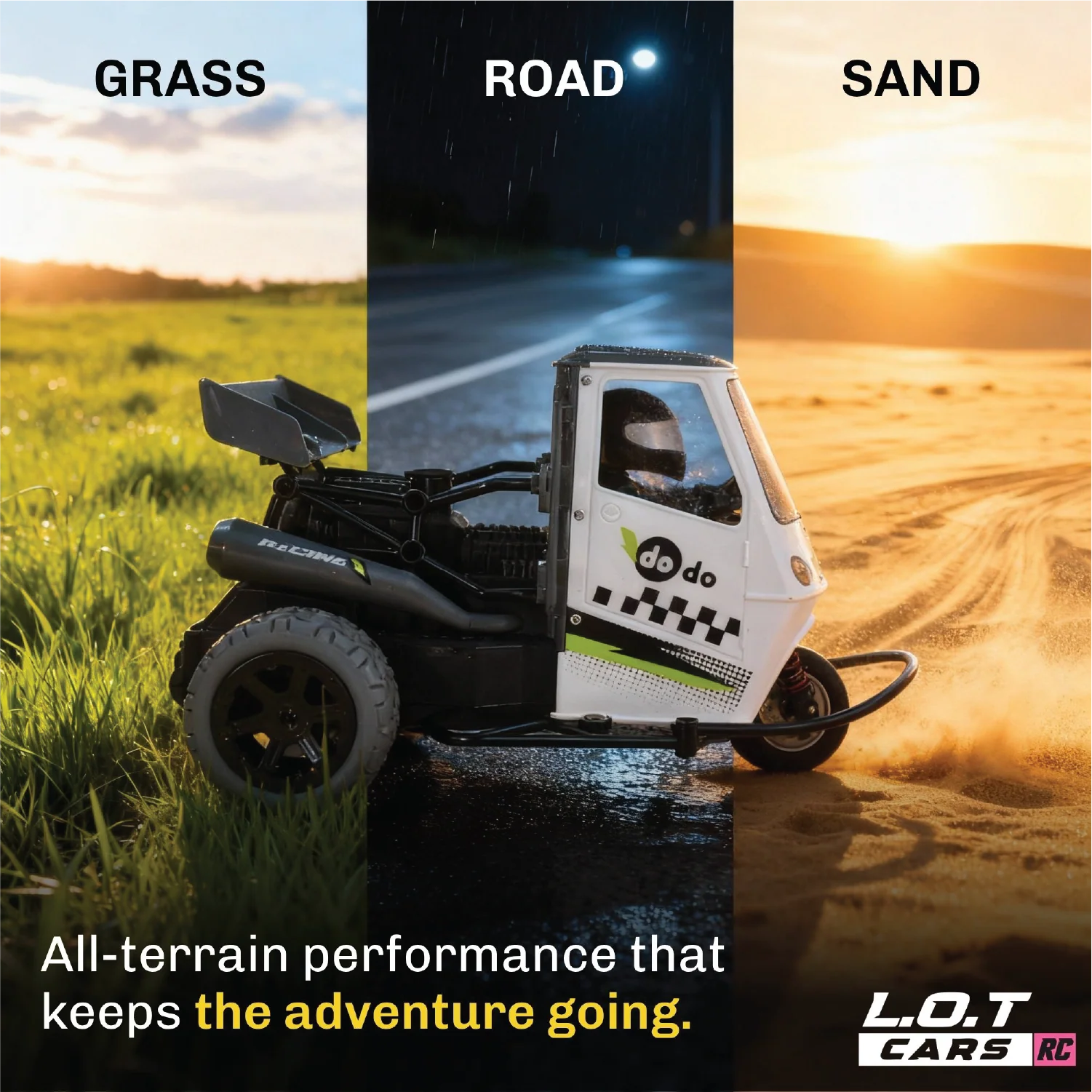 Otto - 3 Wheel RC Track Race Auto | 25 kmph Speed